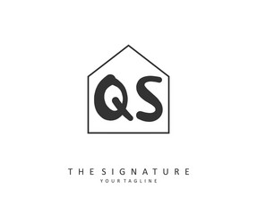 Q s qs initial letter handwriting and signature Vector Image