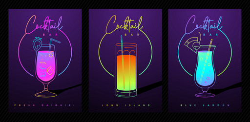 Set of modern fluorescent cocktail party posters Vector Image