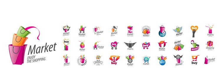 Large set of logos for market Royalty Free Vector Image