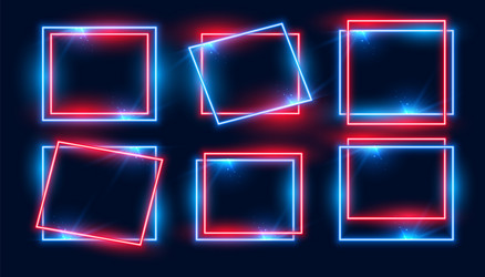 Neon rectangular frame with shining effects Vector Image