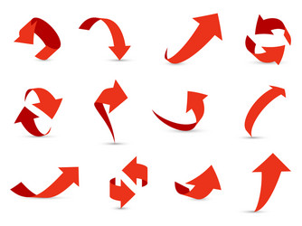 3d rotation sign red icon 360 arrows Royalty Free Vector