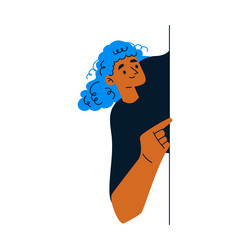 Woman character looking out and peeking from Vector Image
