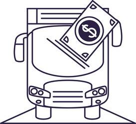 Bus transport vehicle with bill dollar Royalty Free Vector