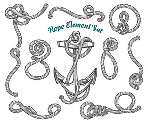 Nautical rope elements set Royalty Free Vector Image