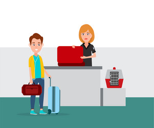 People in check-in areas of air terminal Vector Image