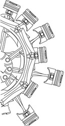 Disassembled radial engine on a white Royalty Free Vector