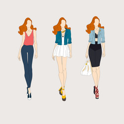 Fashion models representing a new collection Vector Image