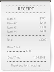 Realistic sales printed receipt mock up Royalty Free Vector