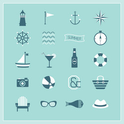 Summer icons set simple style Royalty Free Vector Image