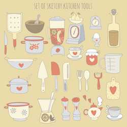 Set of kitchen tools on notebook paper Royalty Free Vector