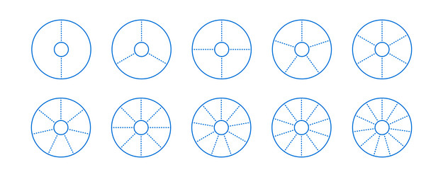 Donut chart segments set wheel diagrams pack Vector Image