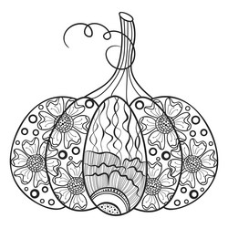 Pumpkin mandala coloring page for adult and kids Vector Image