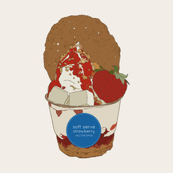 Soft serve ice-cream cone hand draw sketch Vector Image