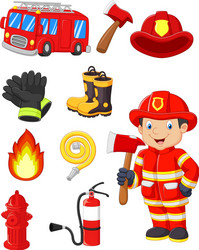 Sey of fire fighting equipment Royalty Free Vector Image