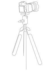 Continuous line drawing of the camera on a tripod Vector Image