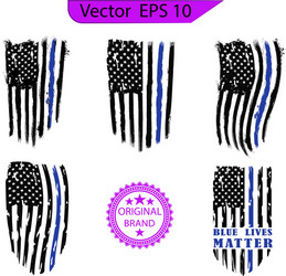 Thin blue line us flag police Royalty Free Vector Image