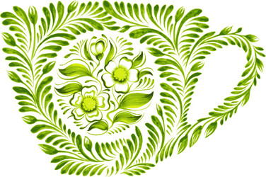 Decorative frame branch of green tea with flowers Vector Image