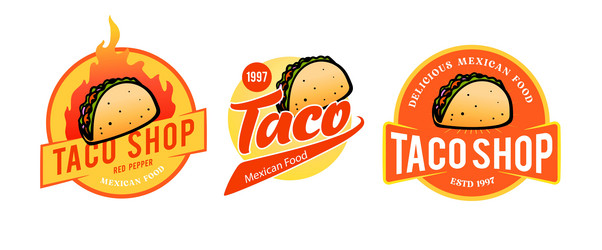 Taco food logo design Royalty Free Vector Image