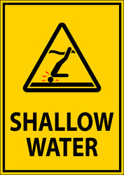 Water safety sign warning - shallow Royalty Free Vector