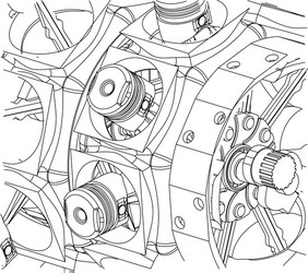 Disassembled radial engine on a white Royalty Free Vector