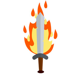 Fiery sword magic weapon of knight Royalty Free Vector Image