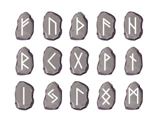 Rune stone set norse magic game symbolssacred Vector Image