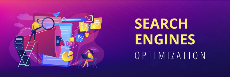 Seo optimization concept banner header Royalty Free Vector
