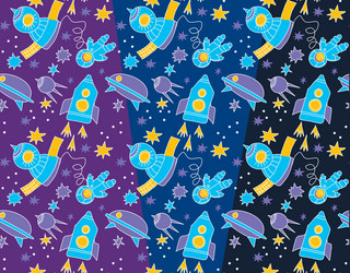 Childish seamless pattern with hand drawn space Vector Image