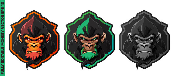 Angry monkey ape mascot character cartoon logo Vector Image
