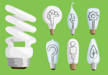 Creative idea lamps cartoon flat Royalty Free Vector Image