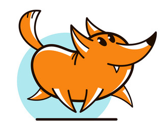 Funny cartoon fox running brave and positive flat Vector Image