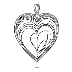 Heart shaped locket valentine outline sketch Vector Image