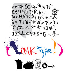 Ink pen brush hand drawn font Royalty Free Vector Image