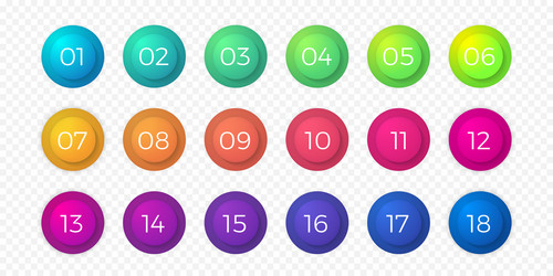 3d numbers bullet point circle buttons Royalty Free Vector
