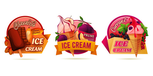 Decorative round labels for ice cream or pops Vector Image