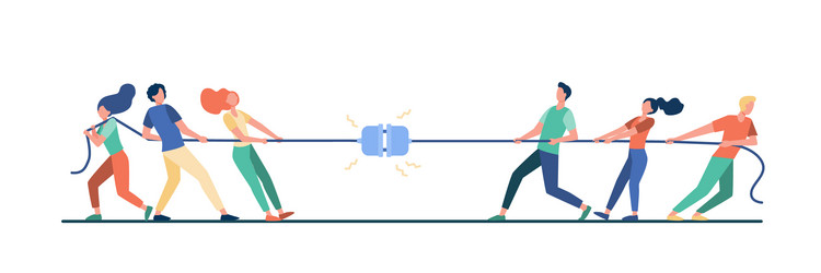 Business team pull ropes concept Royalty Free Vector Image