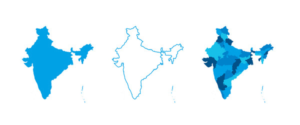 India - political map administrative divisions Vector Image