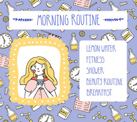 Morning routine concept daily life Royalty Free Vector Image