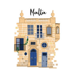 Maltese balconies and windows with various Vector Image