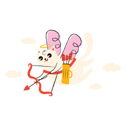 Cupid hiding heart cartoon Royalty Free Vector Image