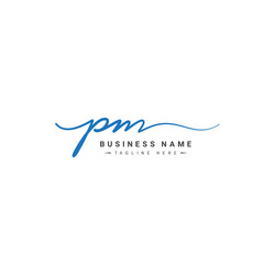 Handwritten signature logo for initial letter pm Vector Image