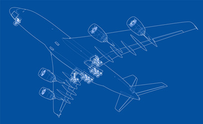 Horizontally opposed aircraft engine blueprint Vector Image