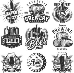 Old brewery logos set kraft beer retro signs Vector Image