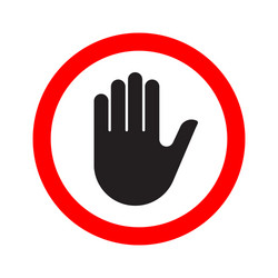 Stop hand no entry sign icon Royalty Free Vector Image