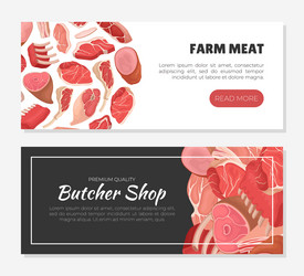 Meat products banner design with beef steak ham Vector Image