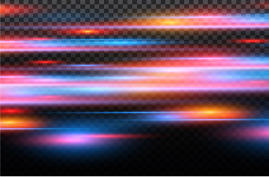 Speed motion light effect blue and red trails Vector Image
