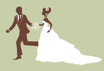 Elegant bride and groom running Royalty Free Vector Image