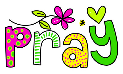 Prayer doodle text hand drawn lettering Royalty Free Vector