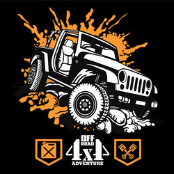 Off-road car and elements for tshirt and emblem Vector Image
