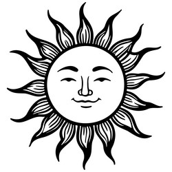 Sun rays drawing realistic hand line art Vector Image